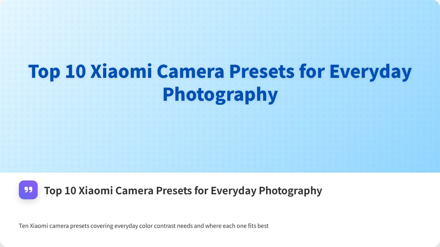 Top 10 Xiaomi Camera Presets for Everyday Photography | CameraPreset ...