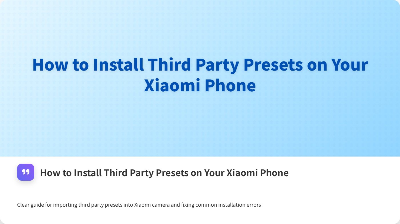 8 Xiaomi Camera Pro Parameter Preset QR Codes for 2026 | CameraPreset ...